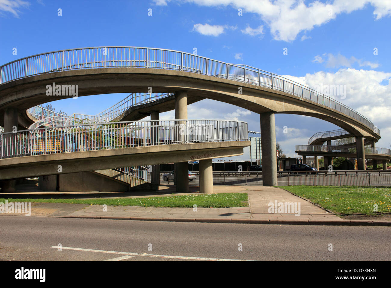 Pedestrian footbridge across the A316 Country Way at Hanworth England ...