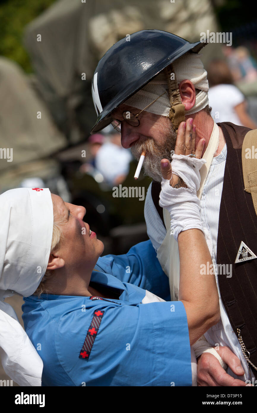 Enthusiasts in period costume at 1940's military reenactment at ...