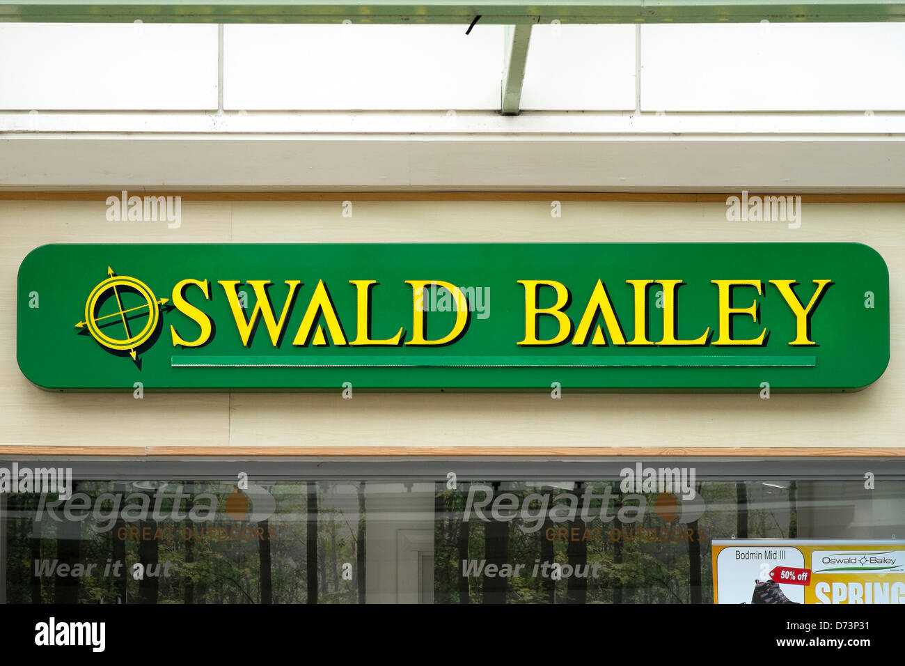 Sign above Oswald Bailey outdoor equipment shop Stock Photo - Alamy