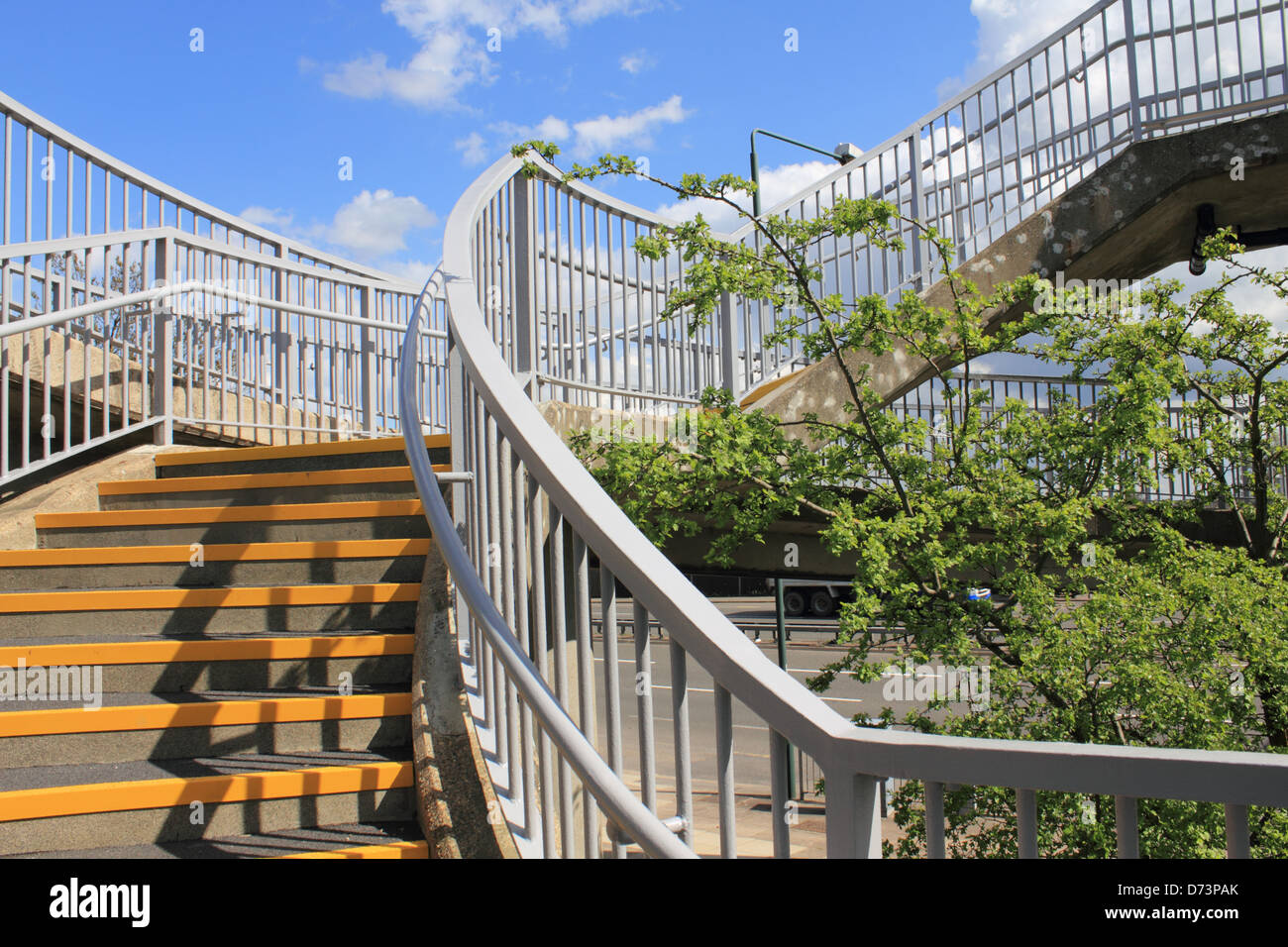 Pedestrian footbridge across the A316 Country Way at Hanworth England ...