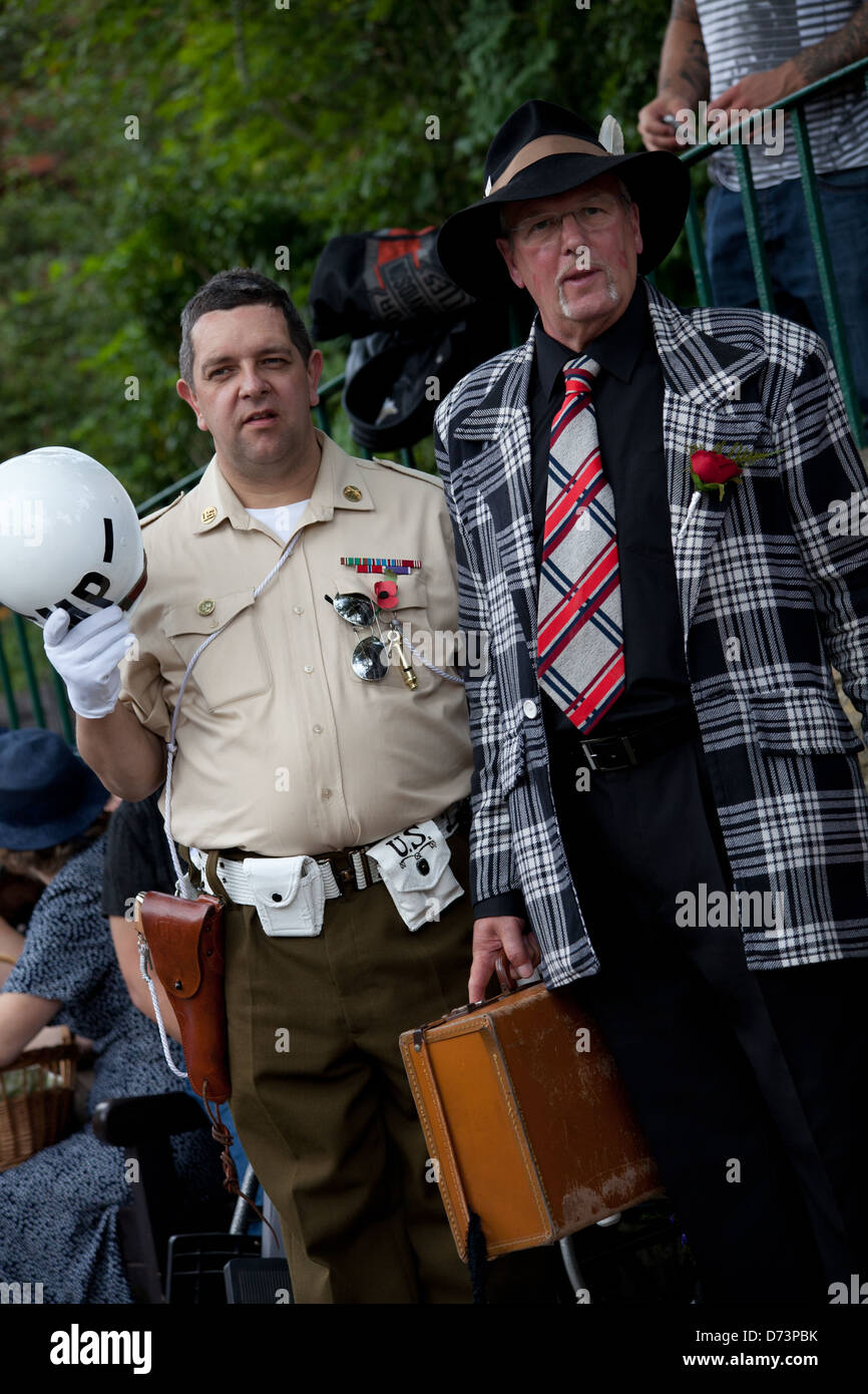 Enthusiasts in period costume at 1940's military reenactment at ...