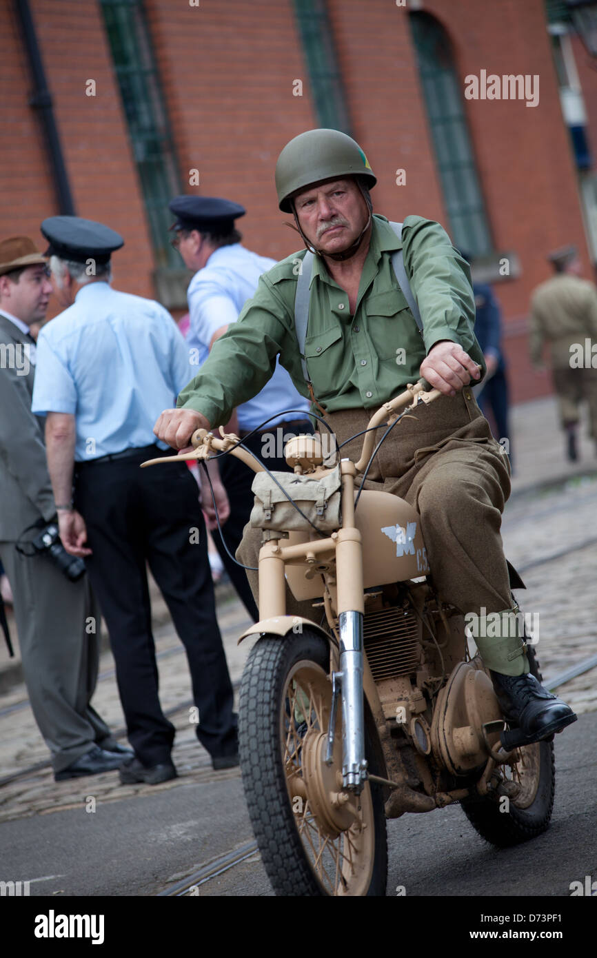 Enthusiasts in period costume at 1940's military reenactment at ...
