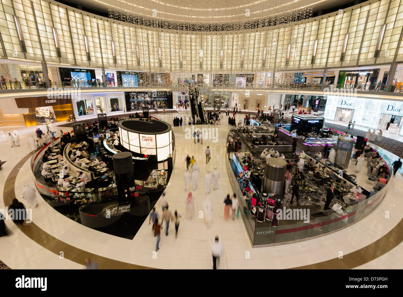View of busy atrium at Dubai Mall in United Arab Emirates UAE Stock ...