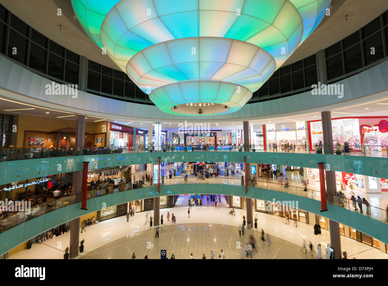 View of busy atrium at Dubai Mall in United Arab Emirates UAE Stock ...