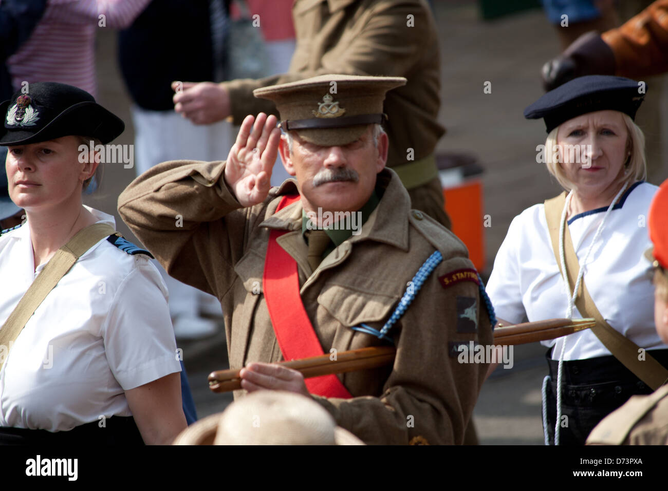 Enthusiasts in period costume at 1940's military reenactment at ...