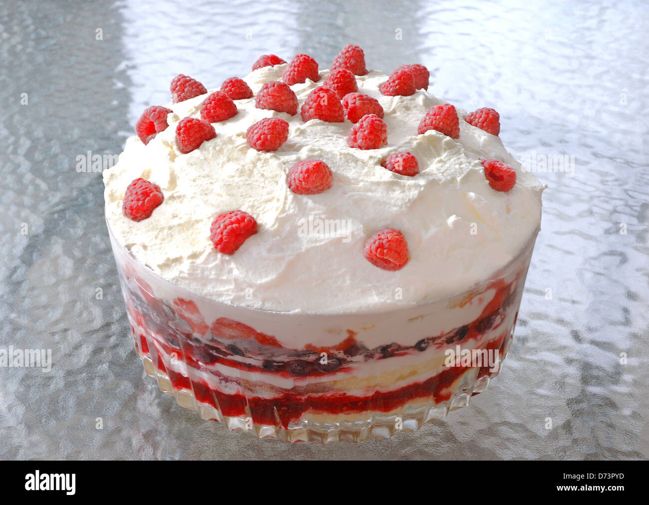 Raspberry Trifle with fresh raspberries Stock Photo - Alamy