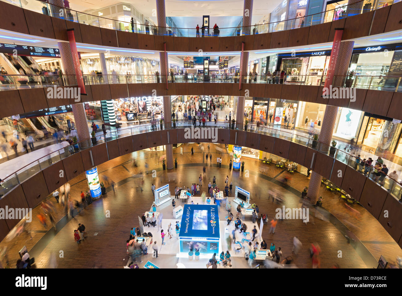 interior of atrium at busy Dubai Mall in United Arab Emirates UAE Stock ...