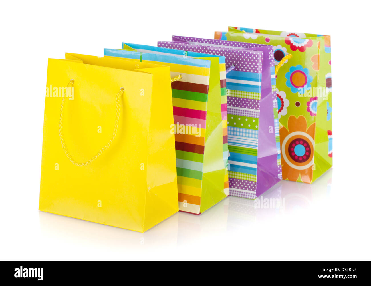 Colored gift bags. Isolated on white background Stock Photo - Alamy