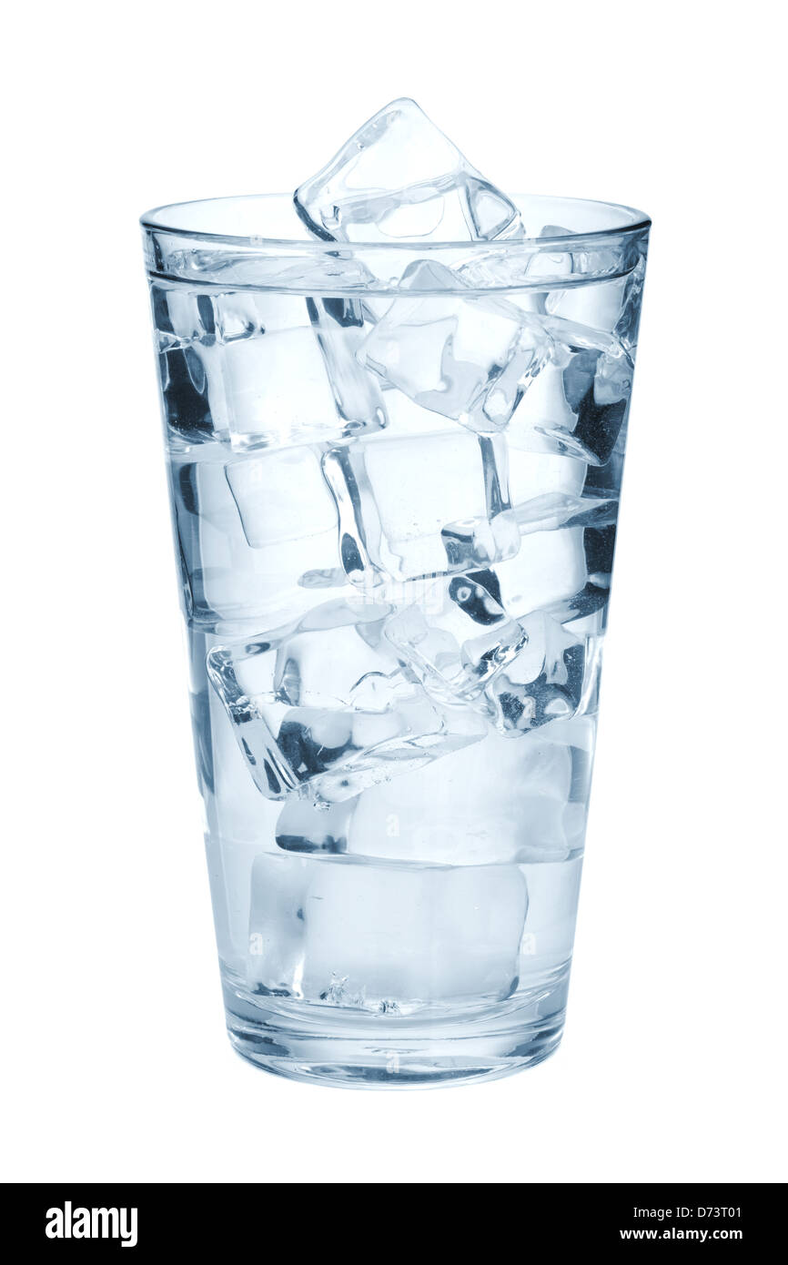 Glass of pure water with ice cubes. Isolated on white background Stock ...