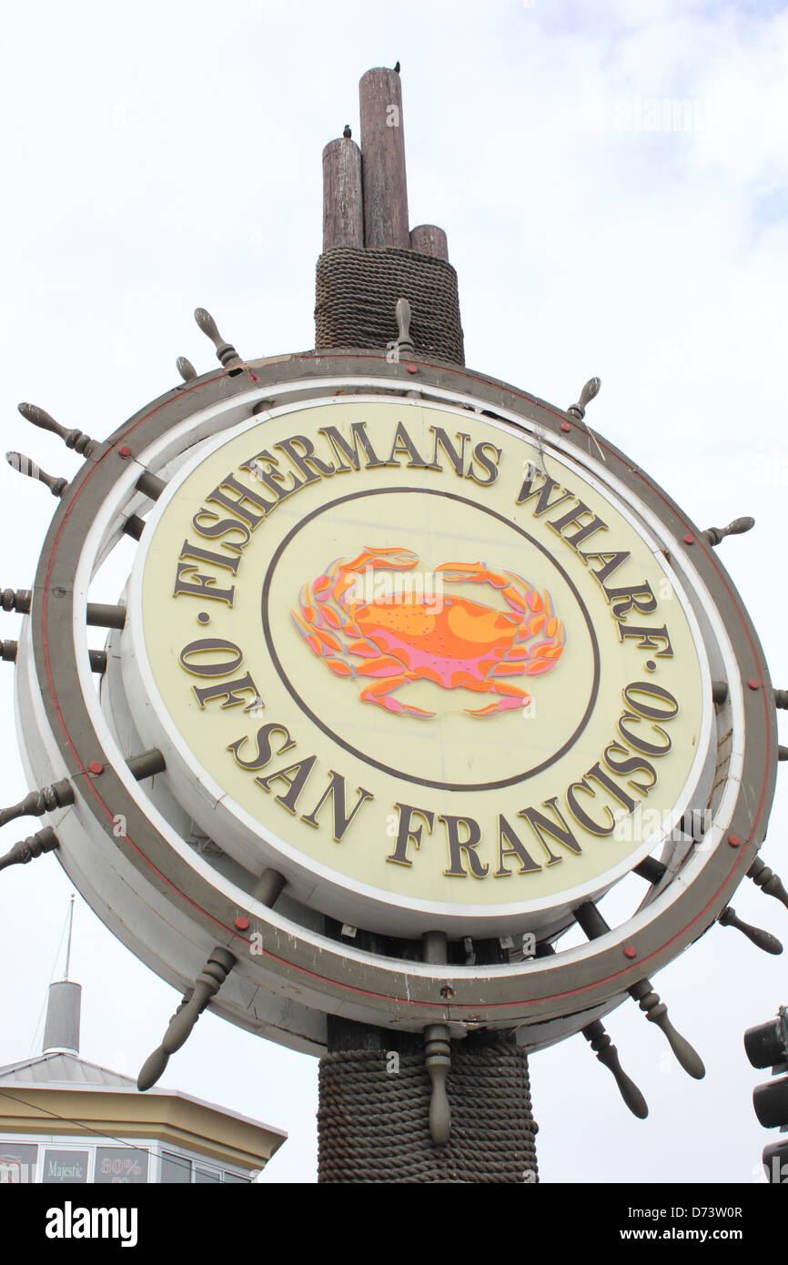Fishermans wharf crab wheel sign san francisco hi-res stock photography ...