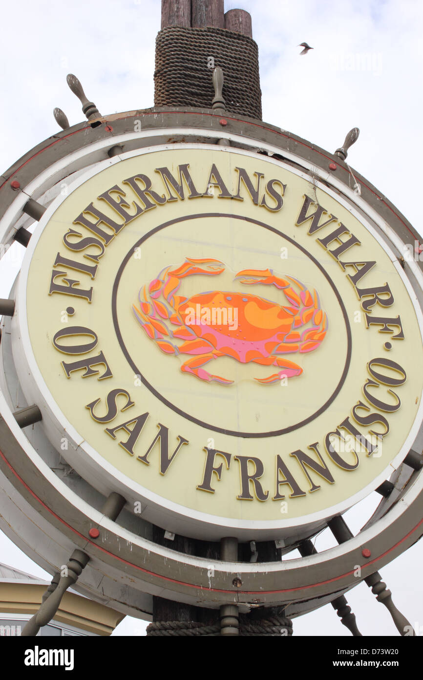 Fishermans wharf crab wheel sign san francisco hi-res stock photography ...