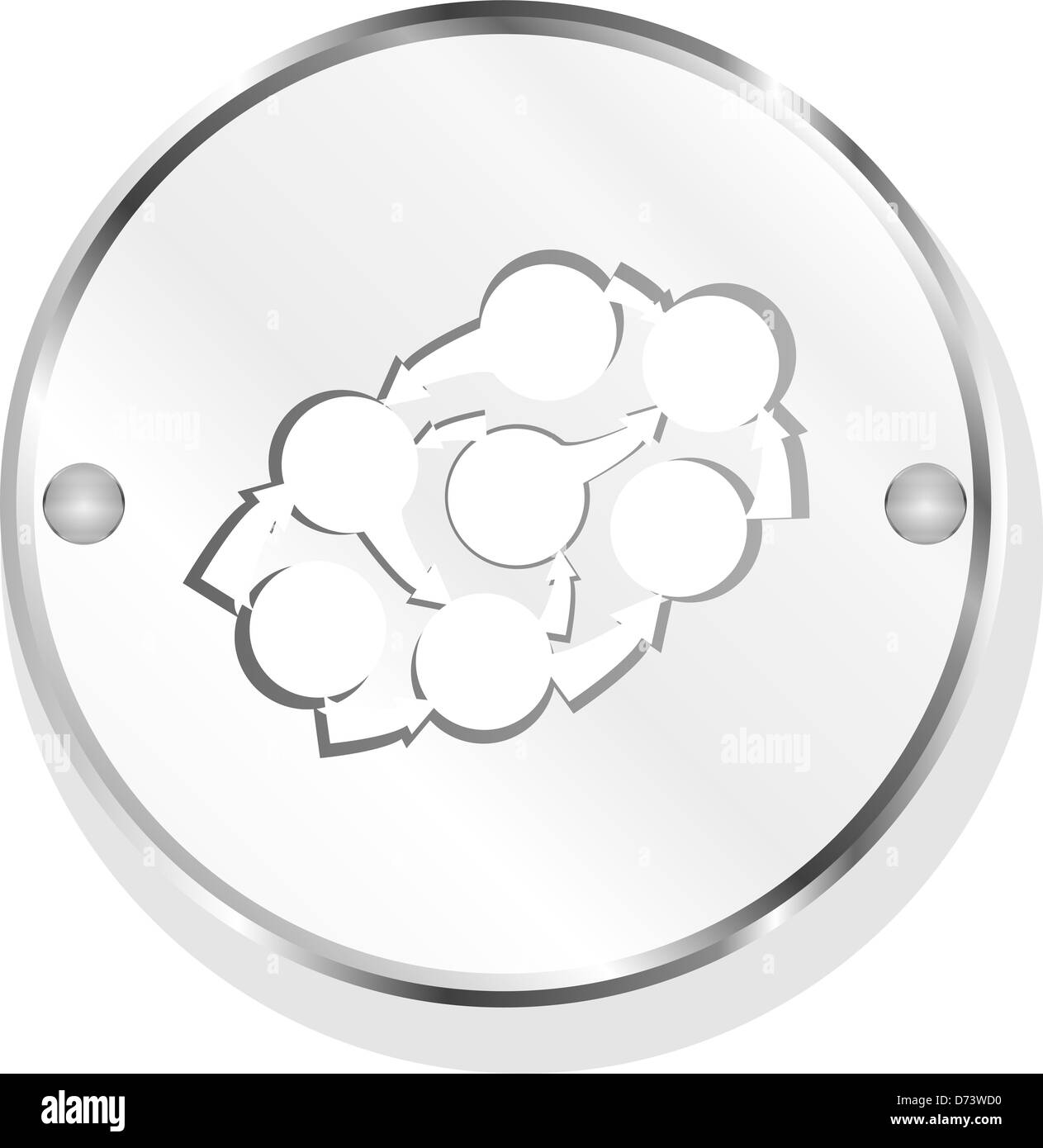 Realistic Brushed Metal Button with abstract cloud and arrows. Isolated ...