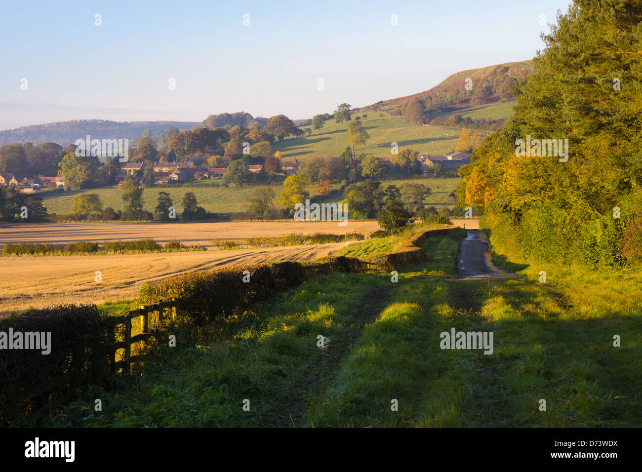 English country lane landscape, leading to distant hills Stock Photo ...