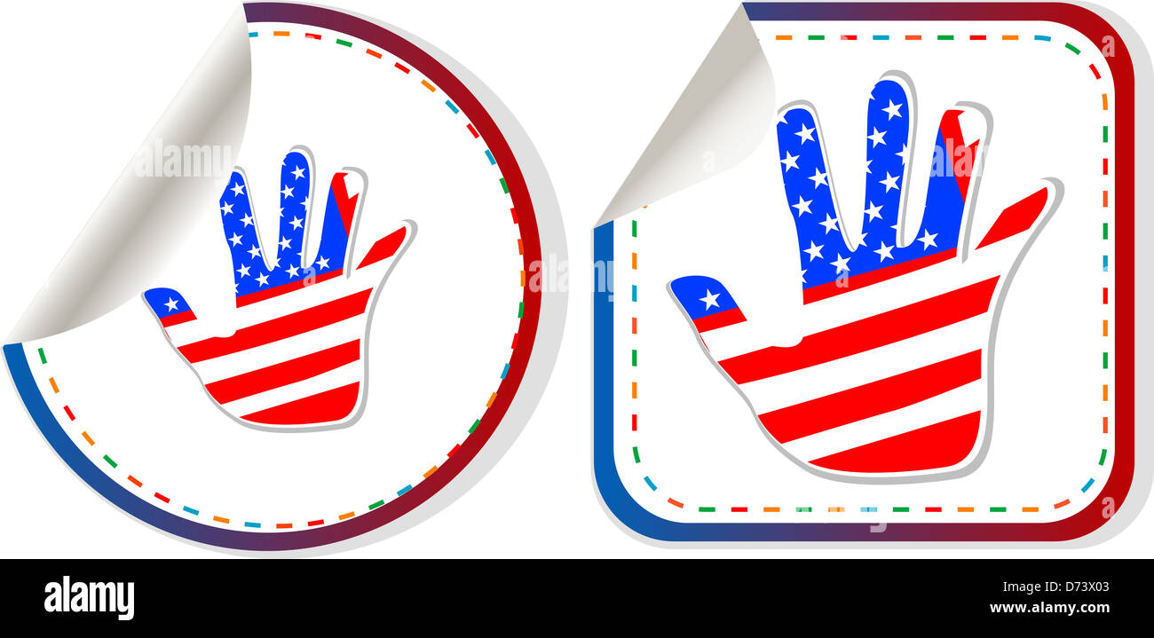 american hand sign stickers set Stock Photo - Alamy