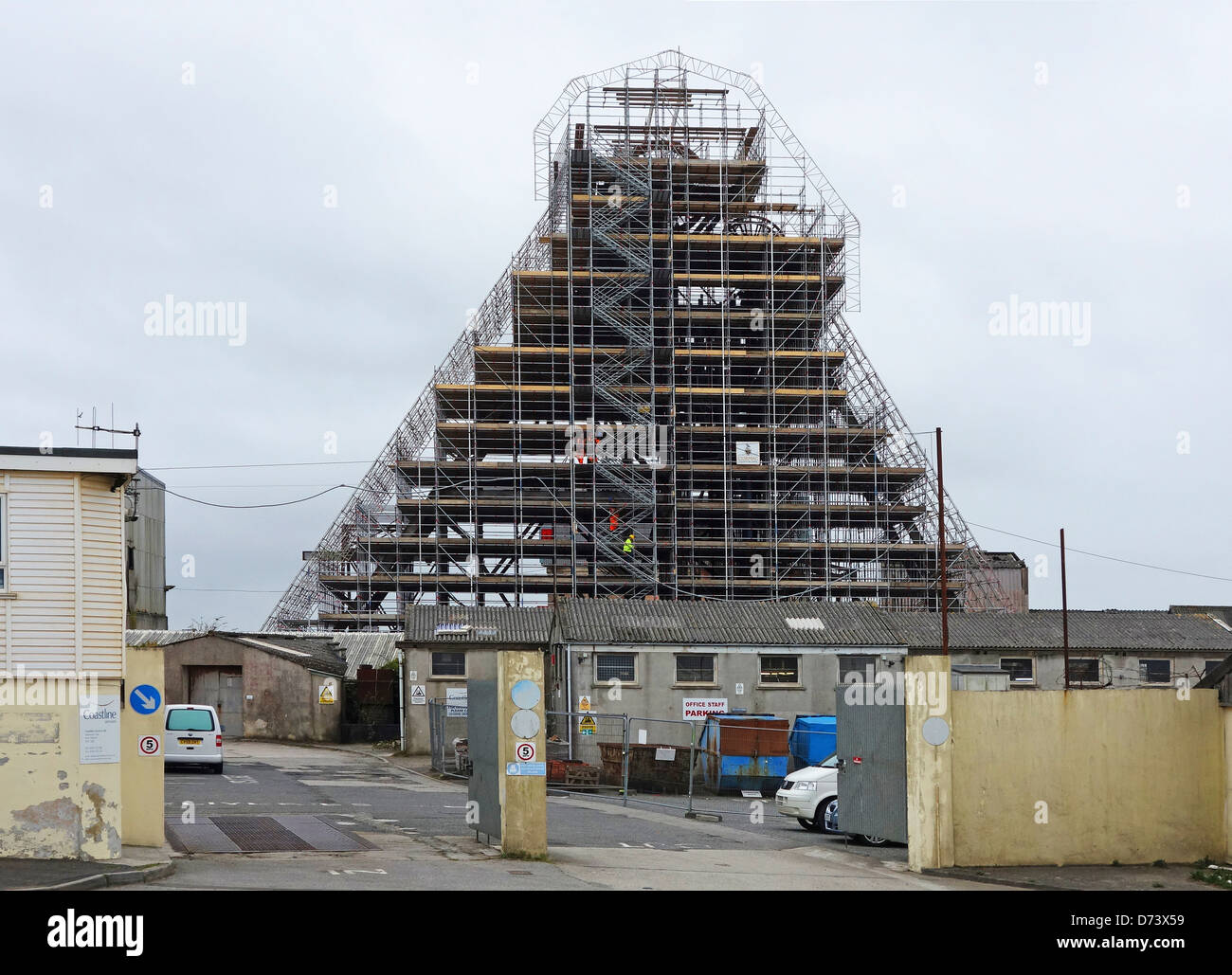 The old Head Gear of the closed down South Crofty tin mine near ...