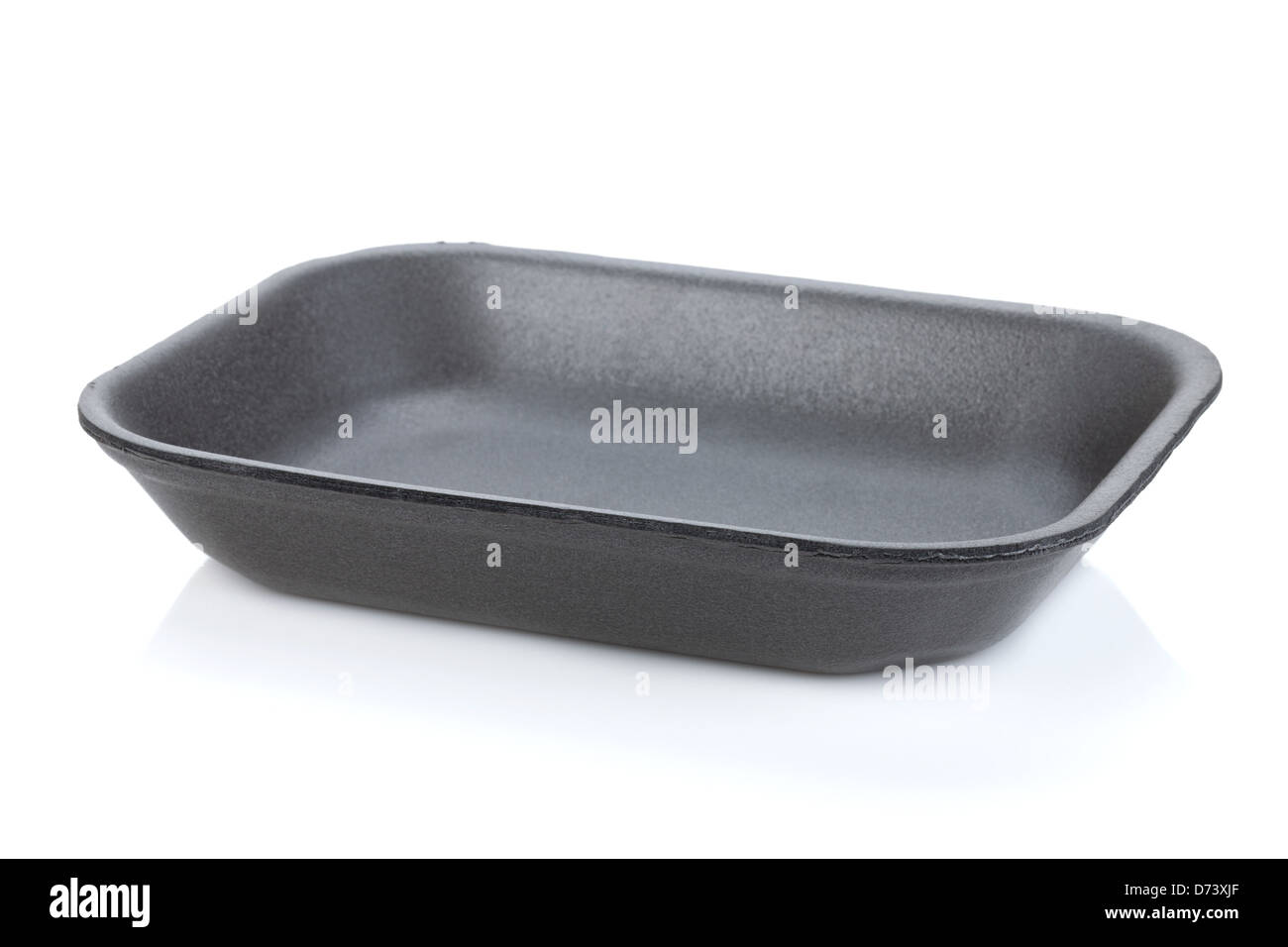 Black empty food tray. Isolated on white background Stock Photo - Alamy