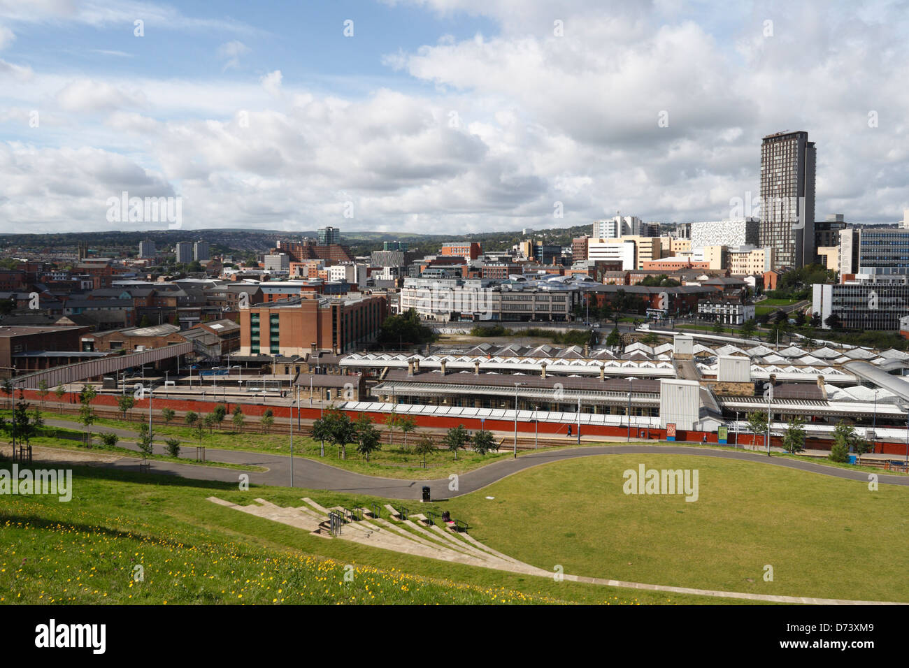 Panoramic view of Sheffield City centre England UK, amphitheatre and ...