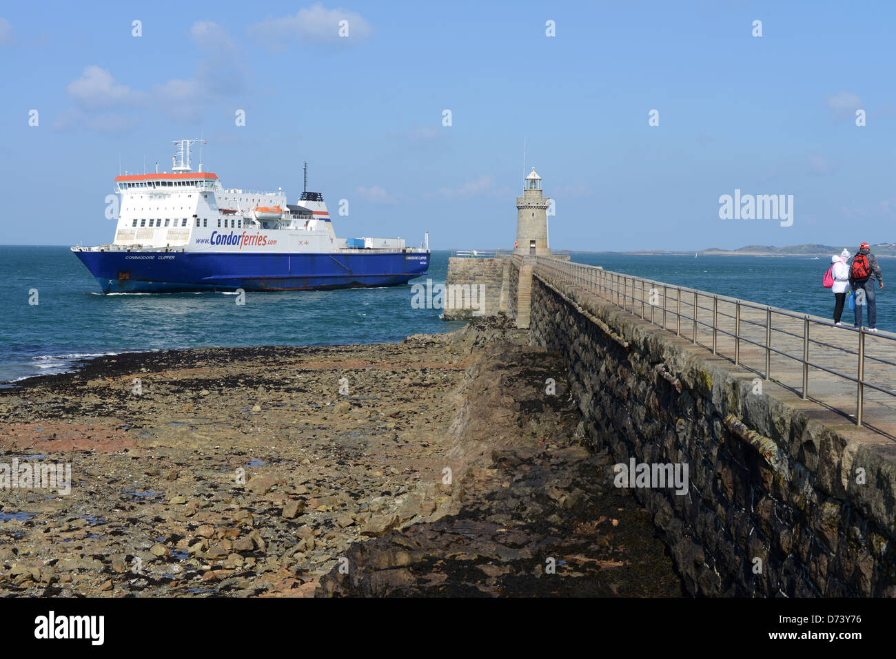 Condor Ferry "Commodore Clipper" approaches St Peter Port, Guernsey ...
