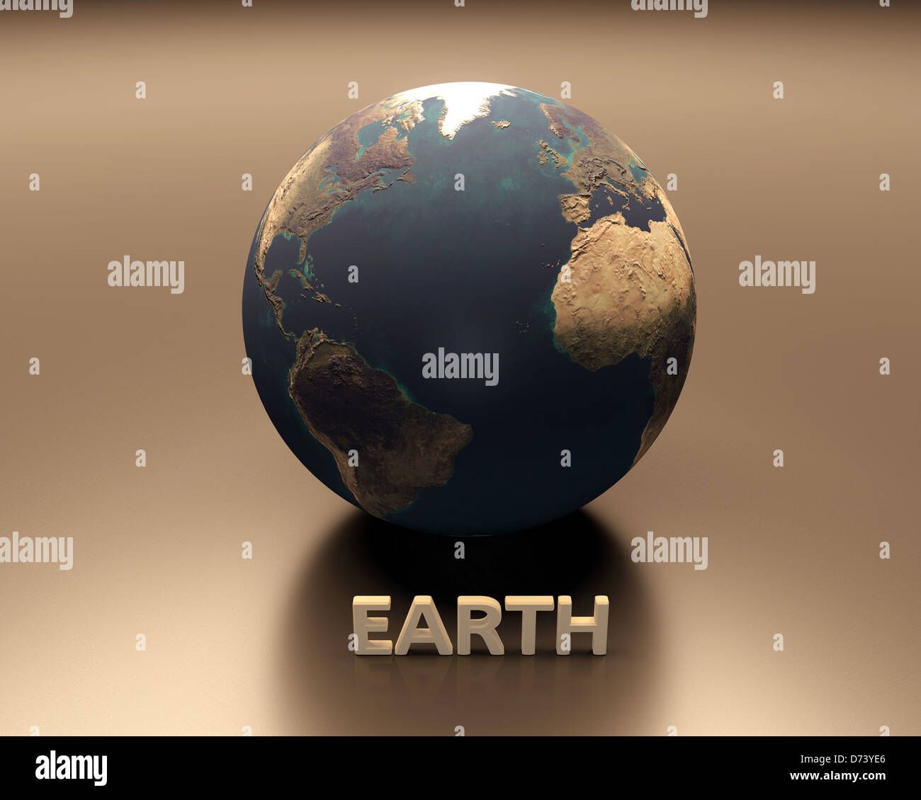 A rendered presentation of planet earth with caption Stock Photo - Alamy