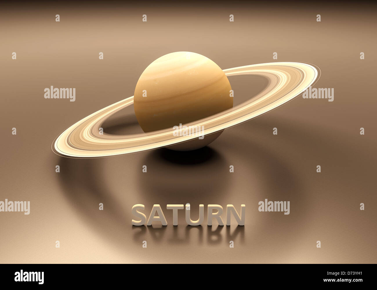 A rendered presentation of the gas-giant planet Saturn with caption ...