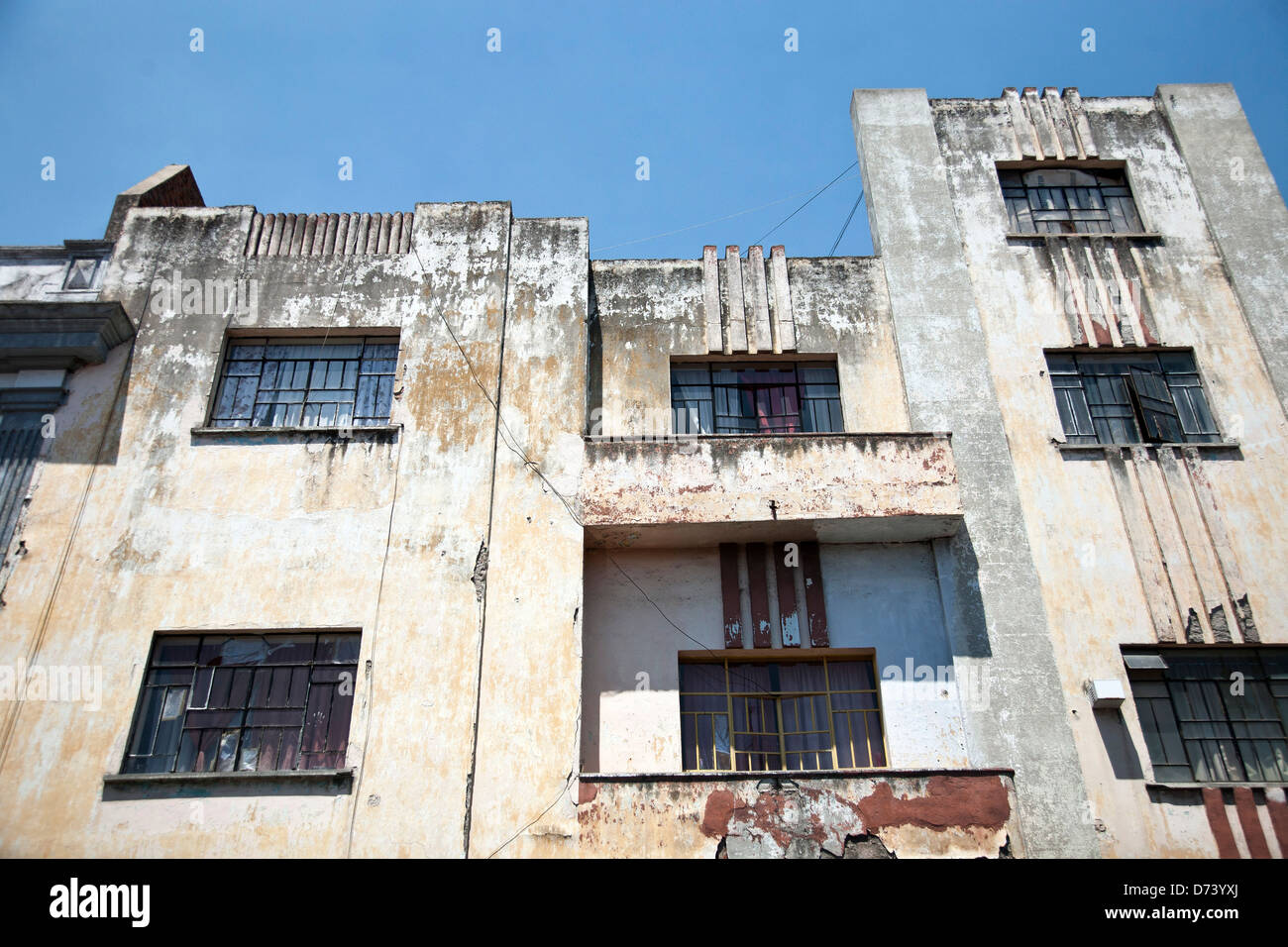 melancholy beautiful sadly decayed badly maintained facade of Art Deco ...