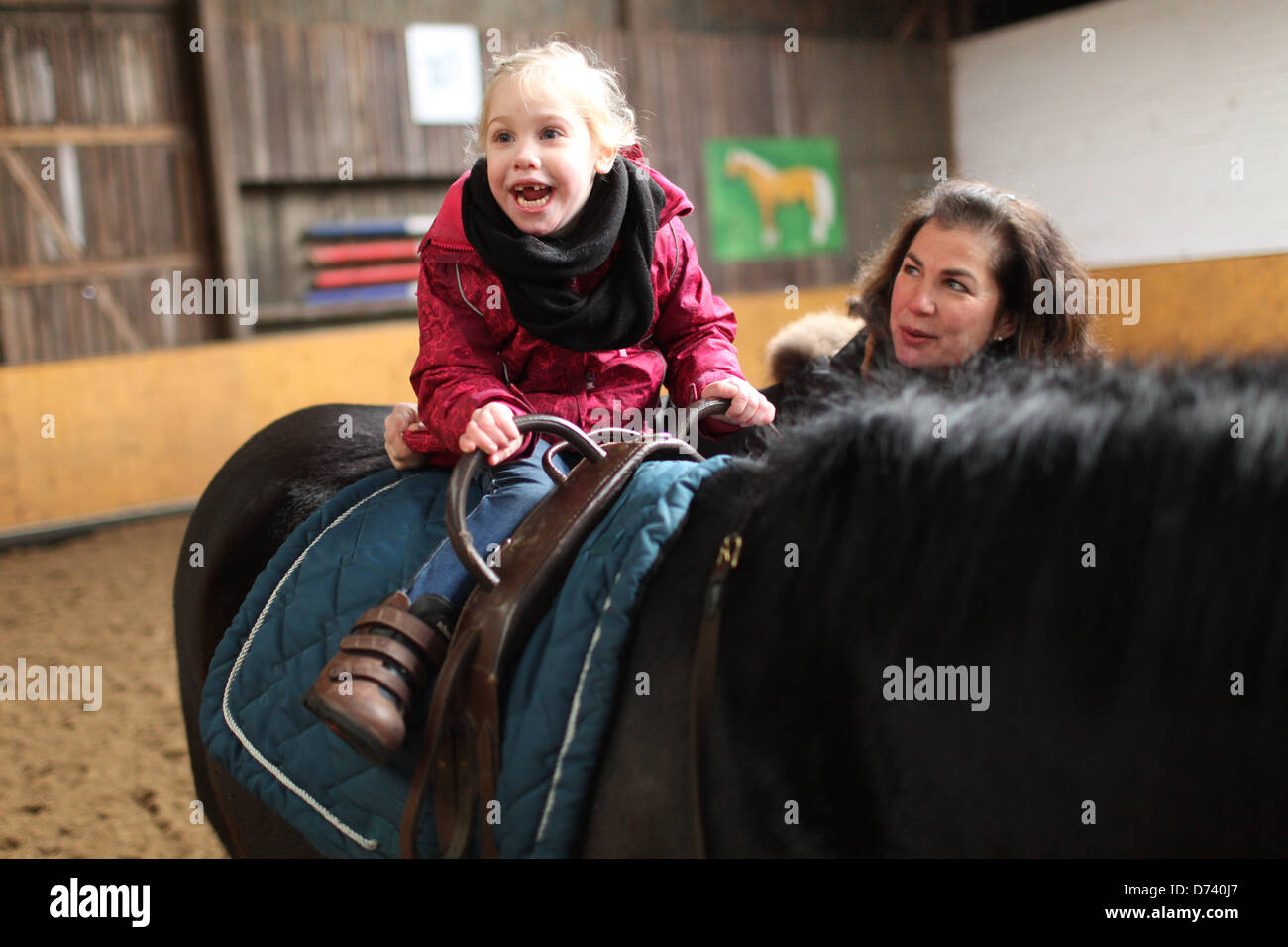 Hassmoor, Germany, hippotherapy with disabled children Stock Photo - Alamy