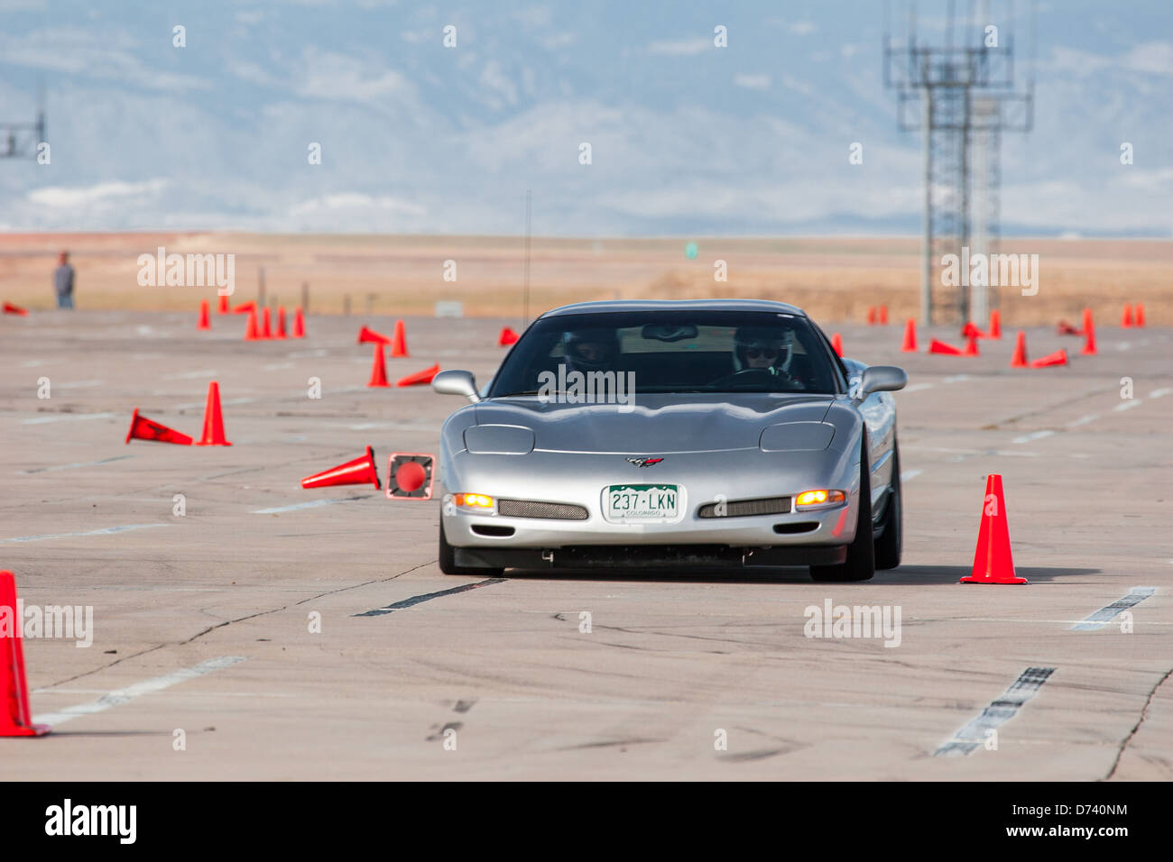 A 2001 Grey Chevrolet Corvette Z06 in an autocross race at a regional ...
