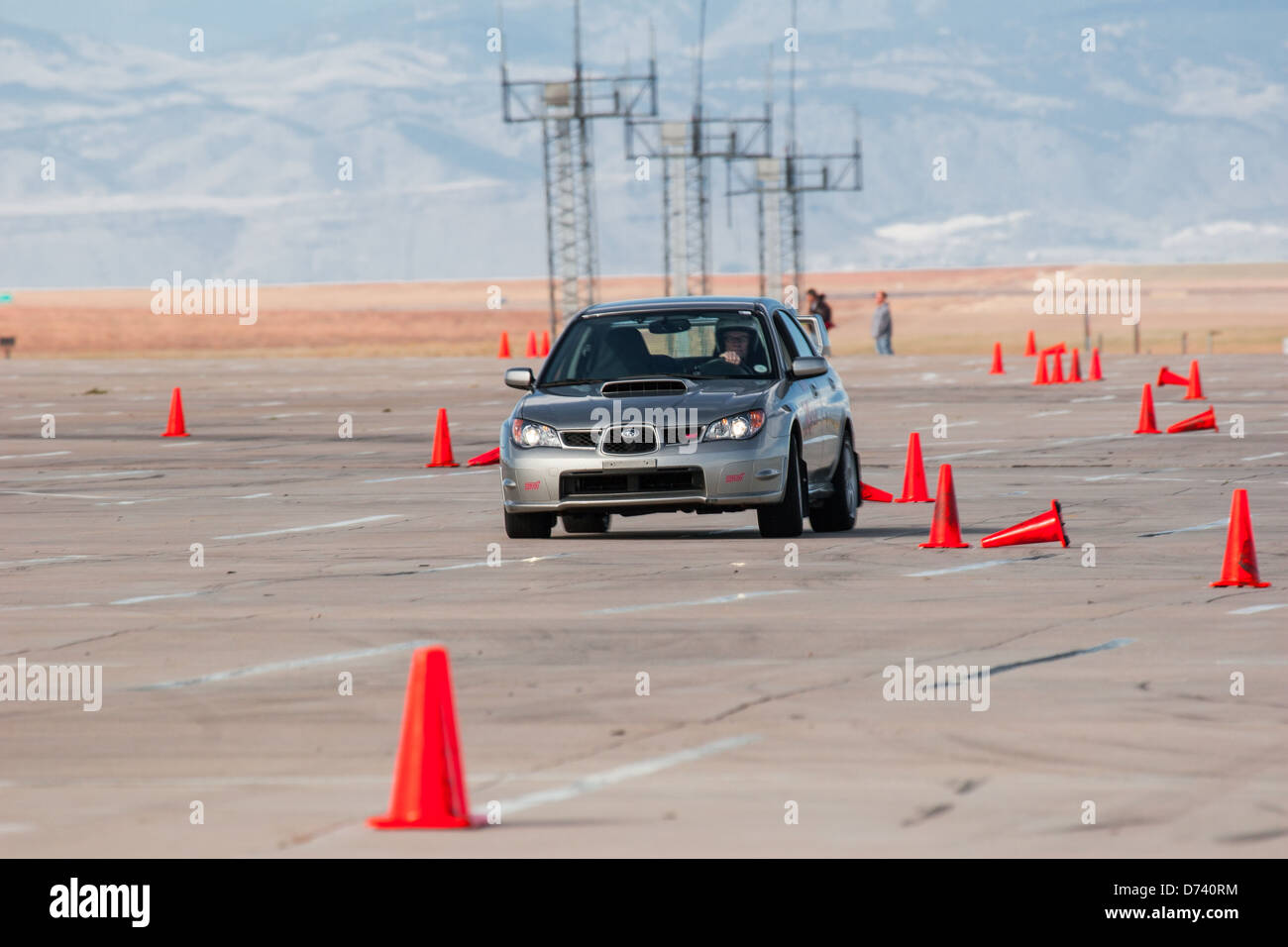 A 2006 Gray Subaru STi in an autocross race at a regional Sports Car ...