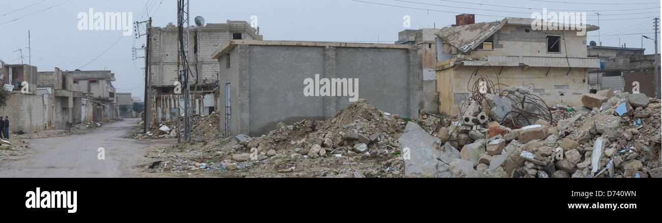 Panoramic picture of the destroyed Souk, Azaz, Syria Stock Photo - Alamy