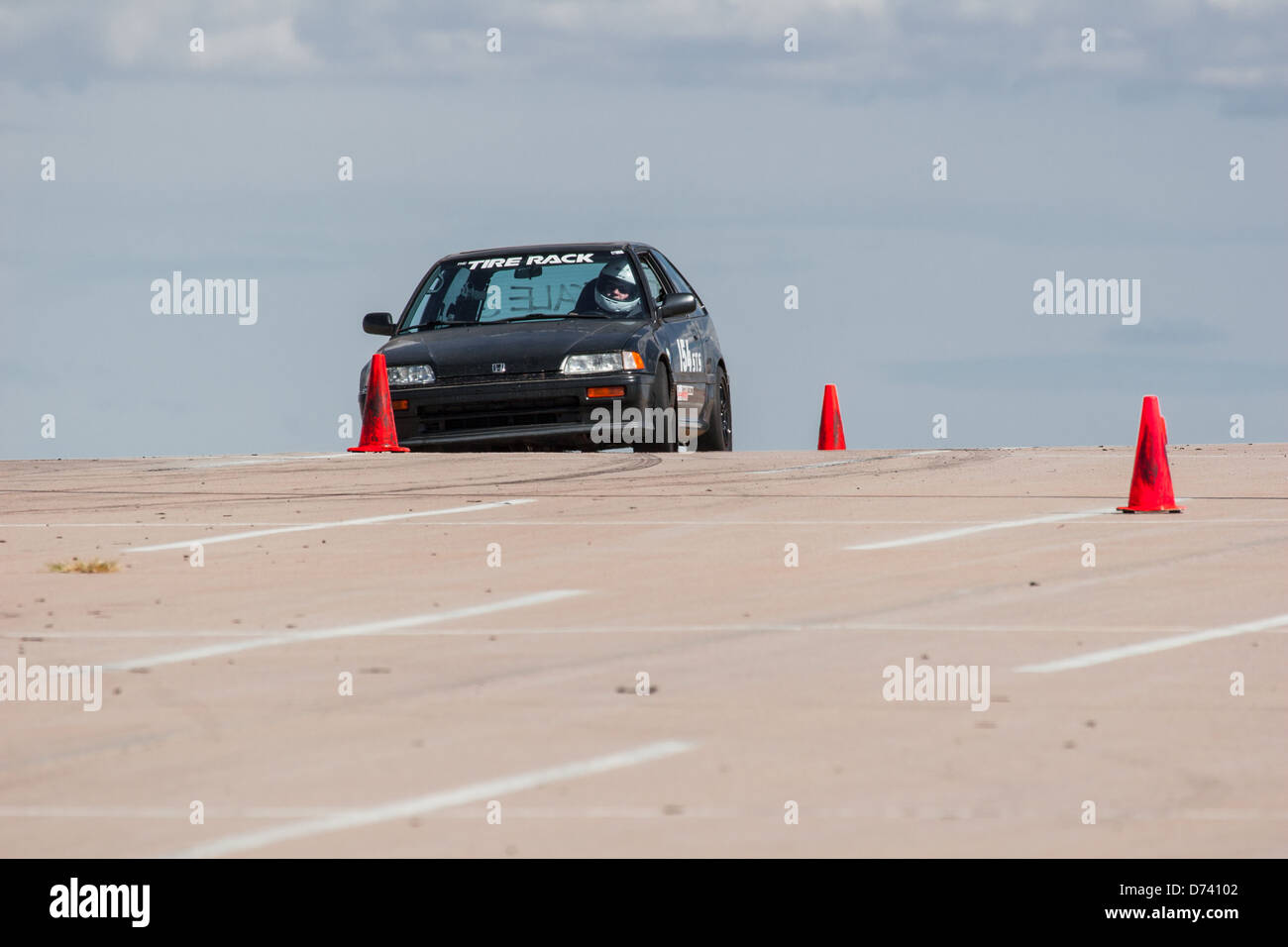 A 1989 Black Honda Civic Si in an autocross race at a regional Sports ...