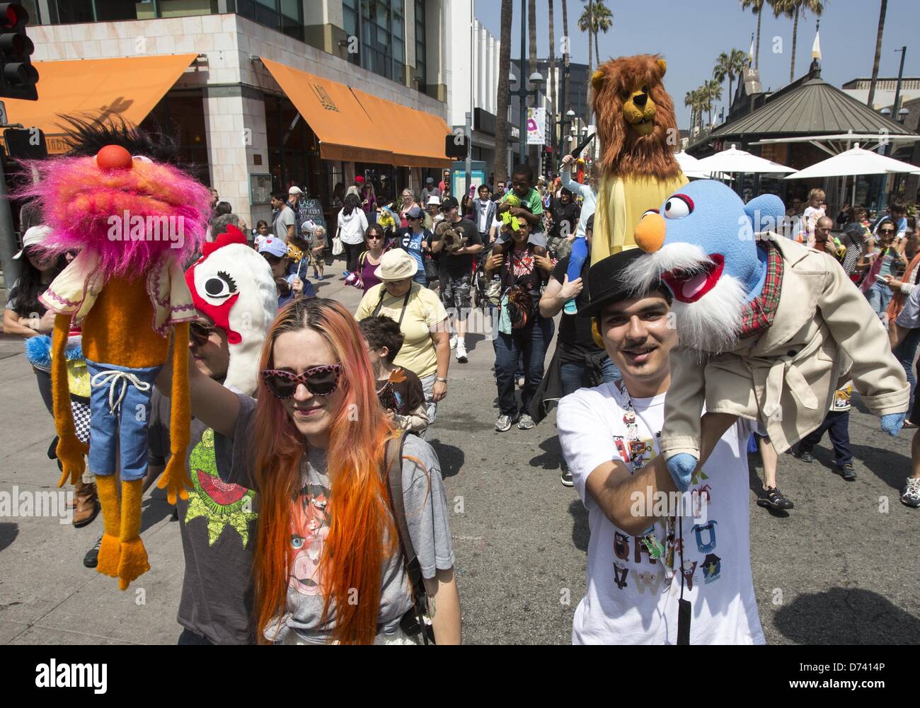 Los Angeles, California, U.S. April 28, 2013. Participant show off ...