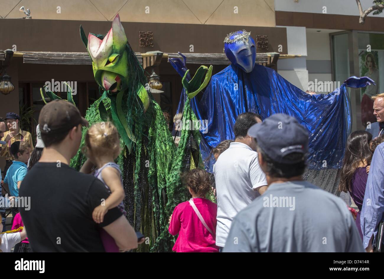 Los Angeles, California, U.S. April 28, 2013. Participant show off ...
