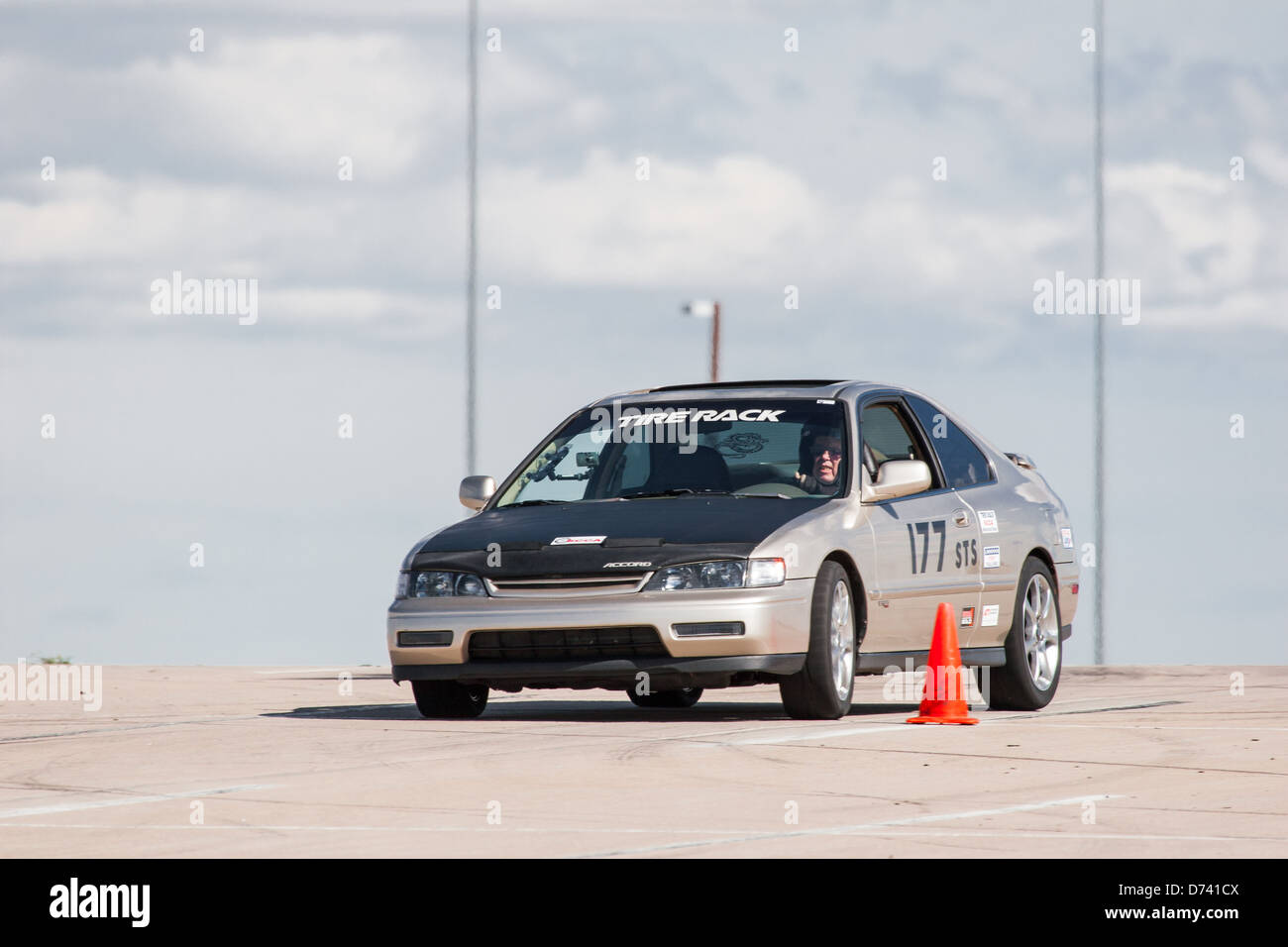 A 1995 Gray Honda Accord in an autocross race at a regional Sports Car ...