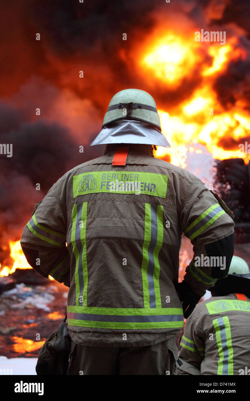 Berlin, Germany, firefighter watches the use of place Stock Photo - Alamy