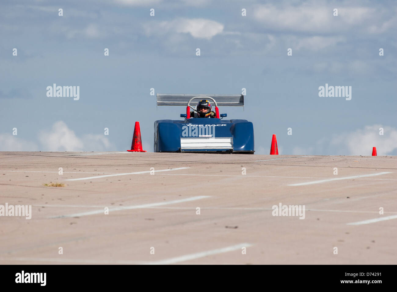 A blue 1998 Cheetah SR-1 B-Modified open wheel race car in an autocross ...