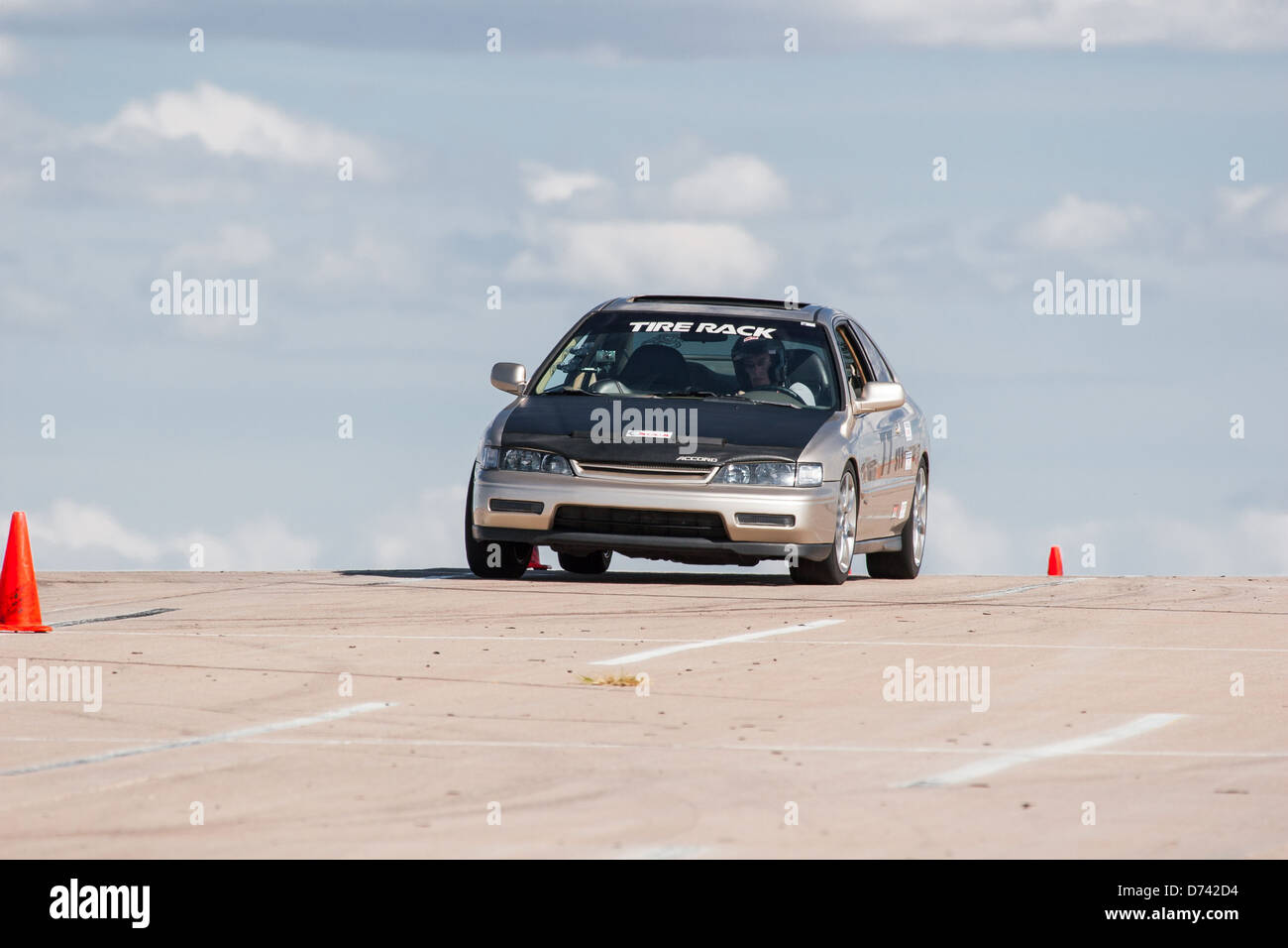 A 1995 Gray Honda Accord in an autocross race at a regional Sports Car ...