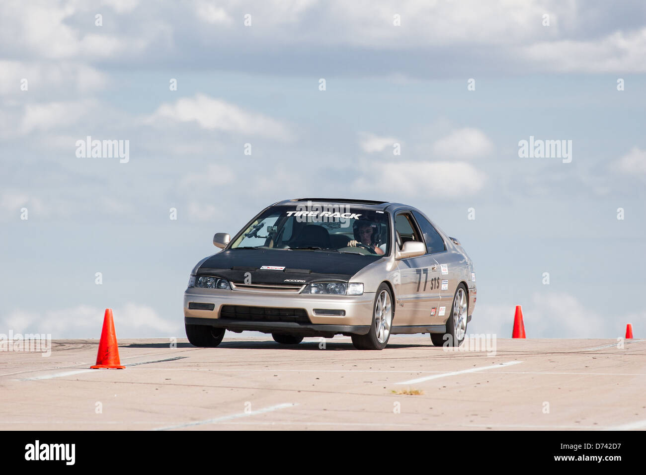 A 1995 Gray Honda Accord in an autocross race at a regional Sports Car ...