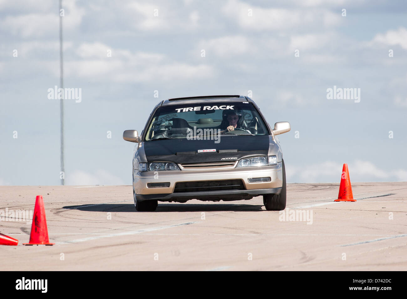 A 1995 Gray Honda Accord in an autocross race at a regional Sports Car ...