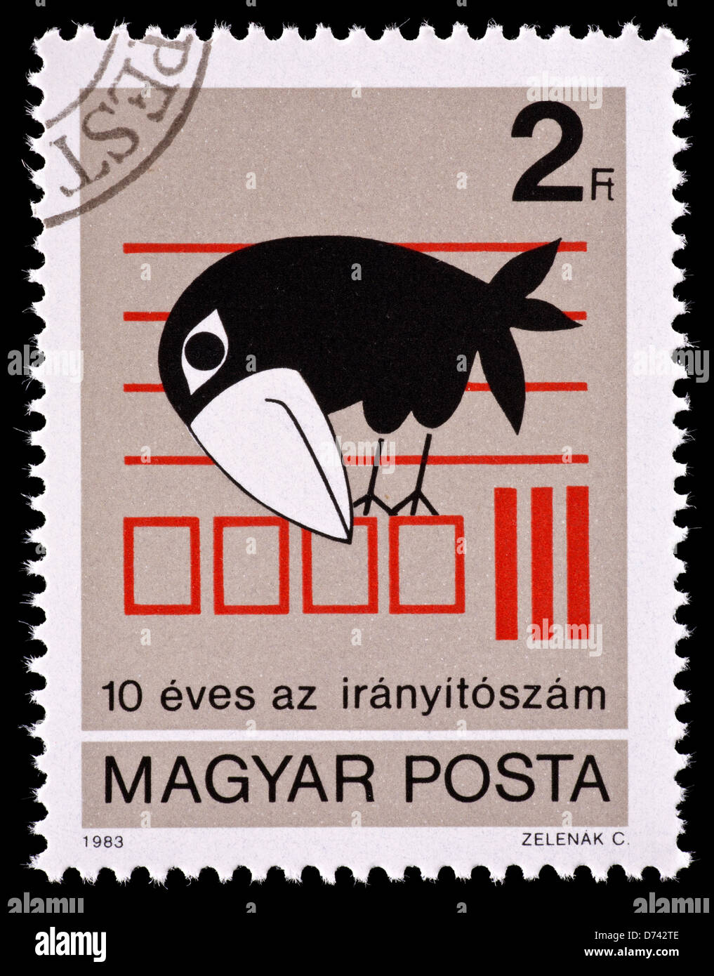Postage stamp from Hungary issued for the 10'th anniversary postal codes Stock Photo - Alamy