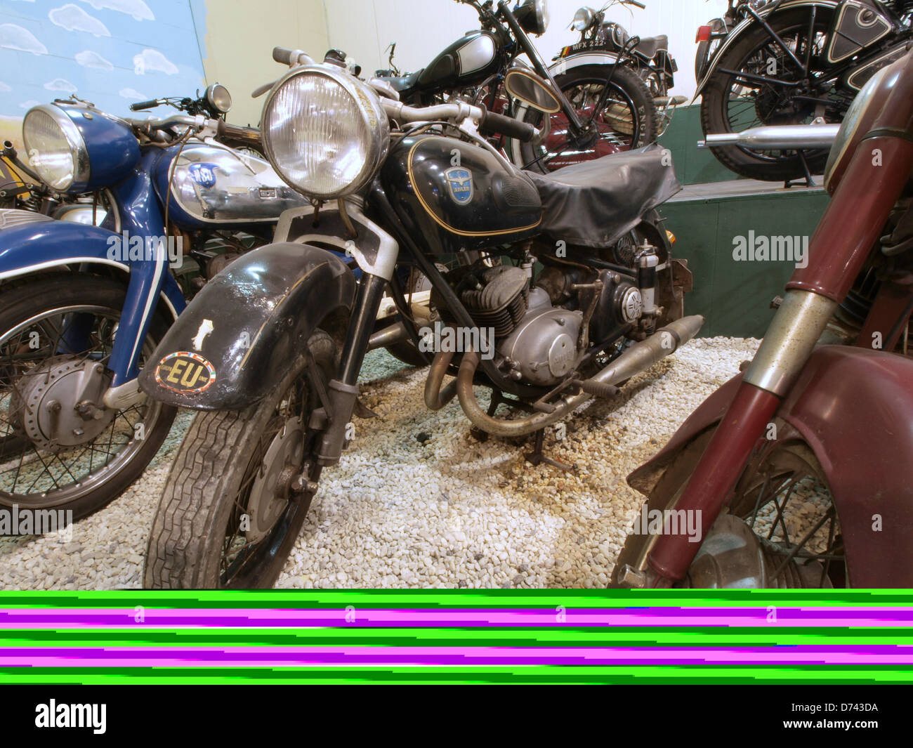 A black Adler motorcycle displayed at the Ford Museum, showcasing mid ...