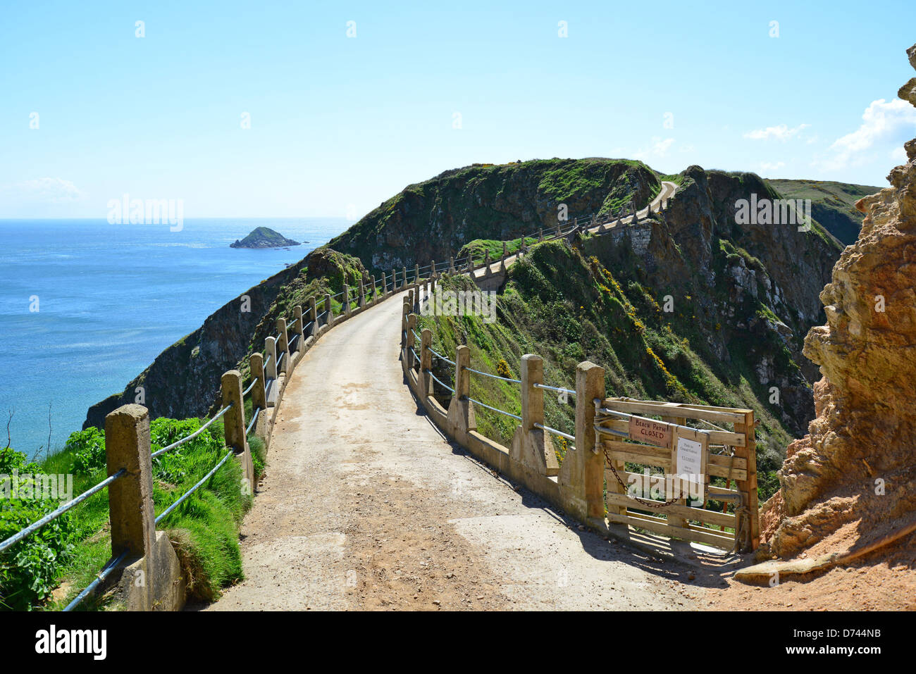View across La Coupée to Little Sark, Sark, Bailiwick of Guernsey ...