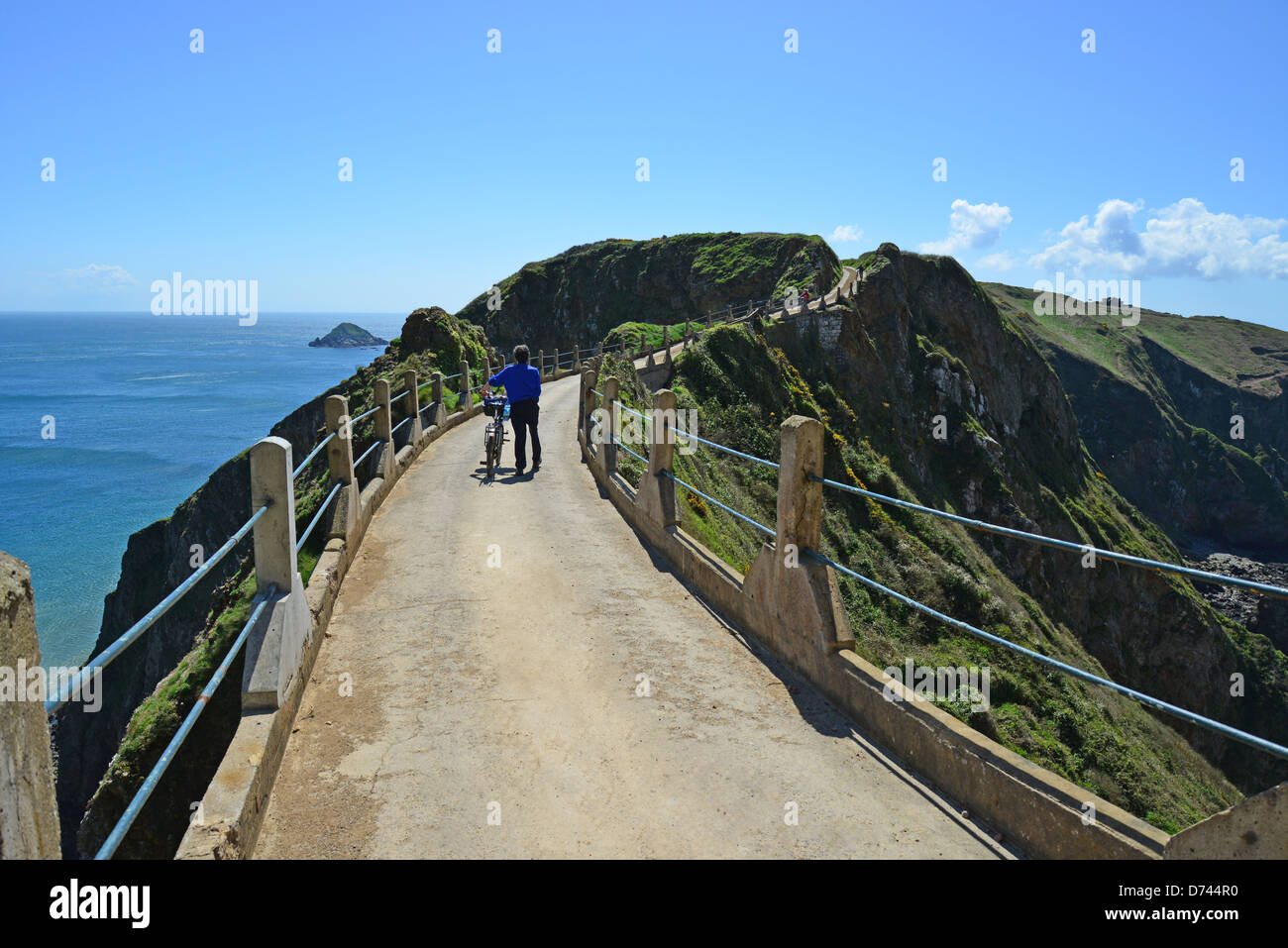 View across La Coupée to Little Sark, Sark, Bailiwick of Guernsey ...