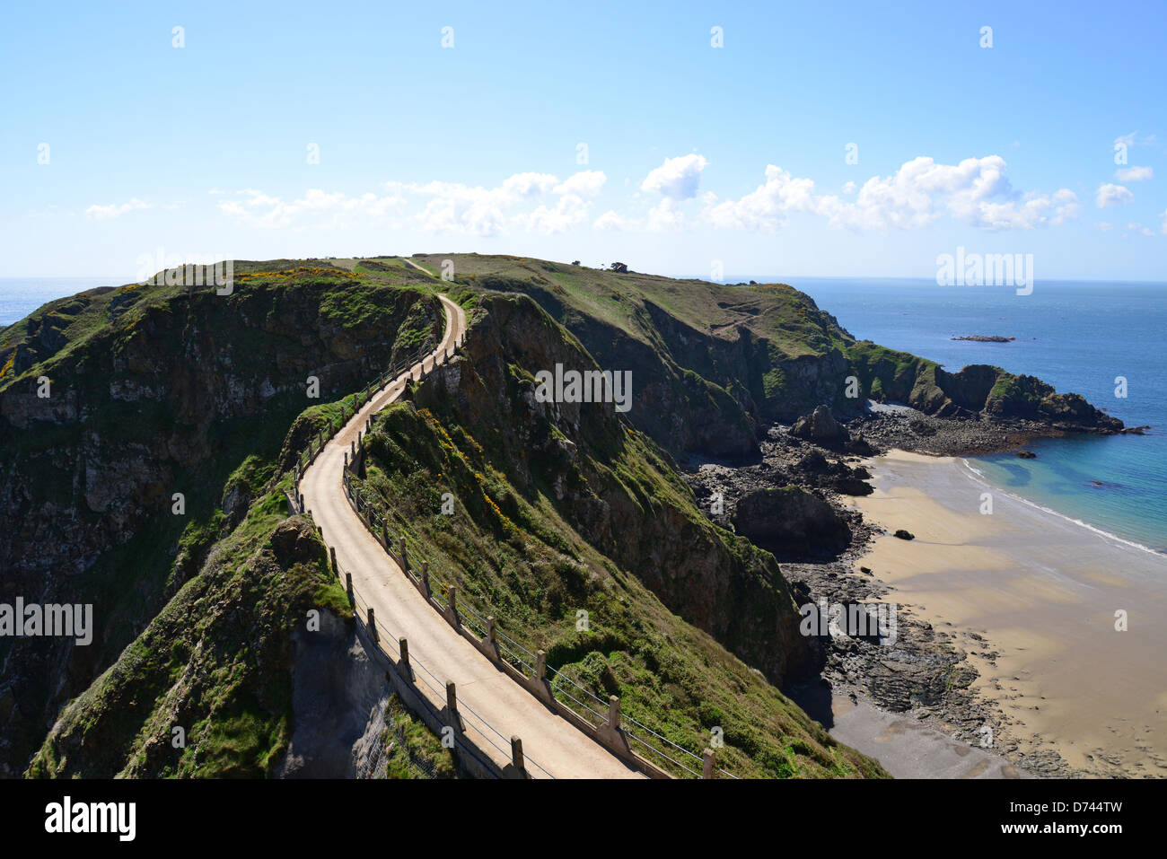 View across La Coupée to Little Sark, Sark, Bailiwick of Guernsey ...