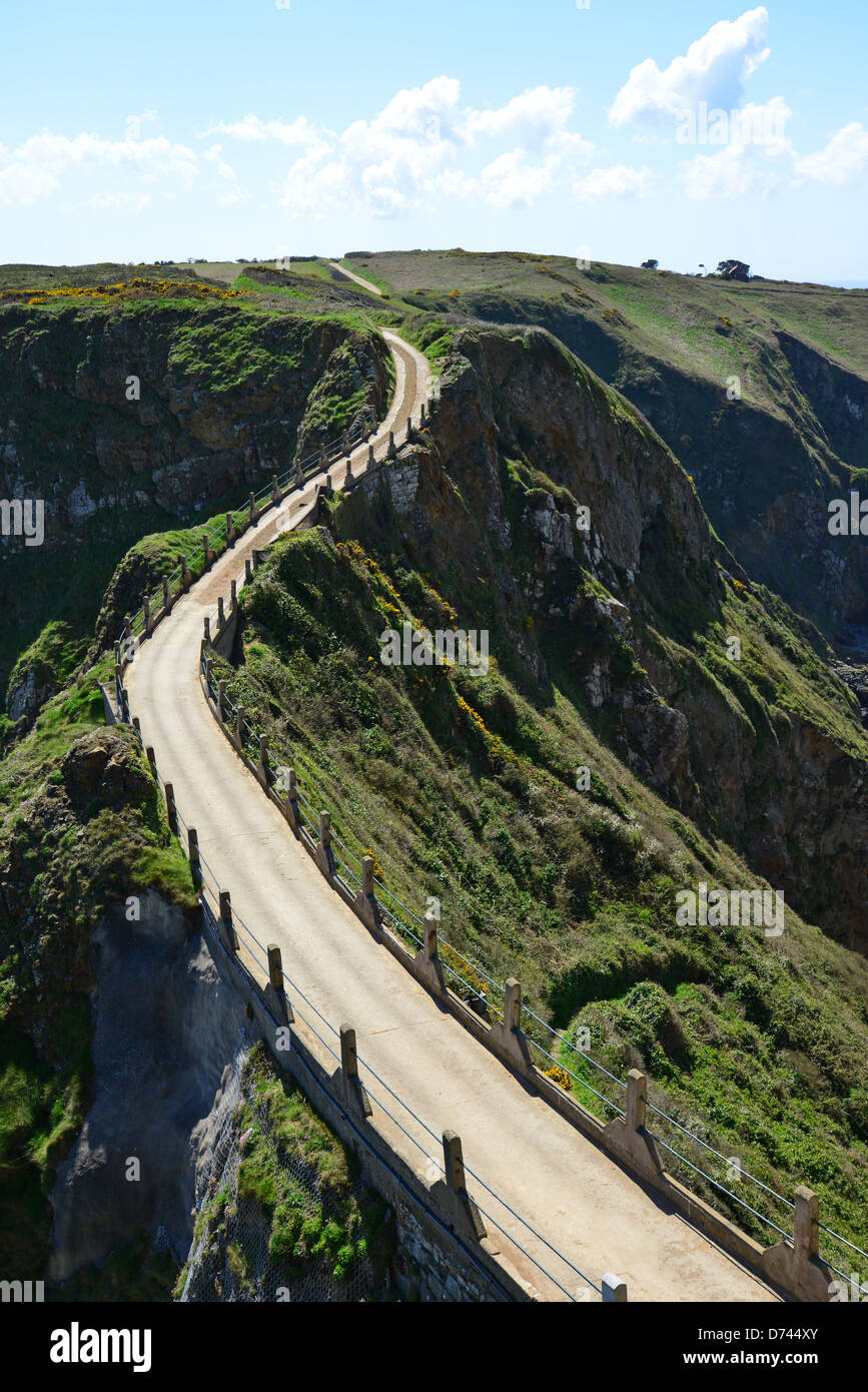 View across La Coupée to Little Sark, Sark, Bailiwick of Guernsey ...