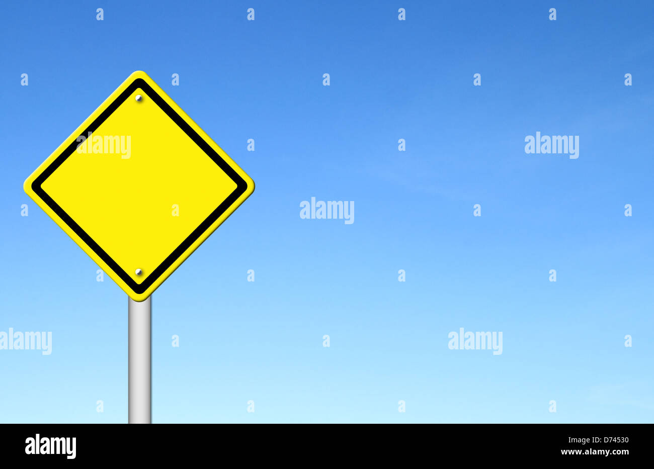 blank yellow traffic sign with blue sky background Stock Photo - Alamy