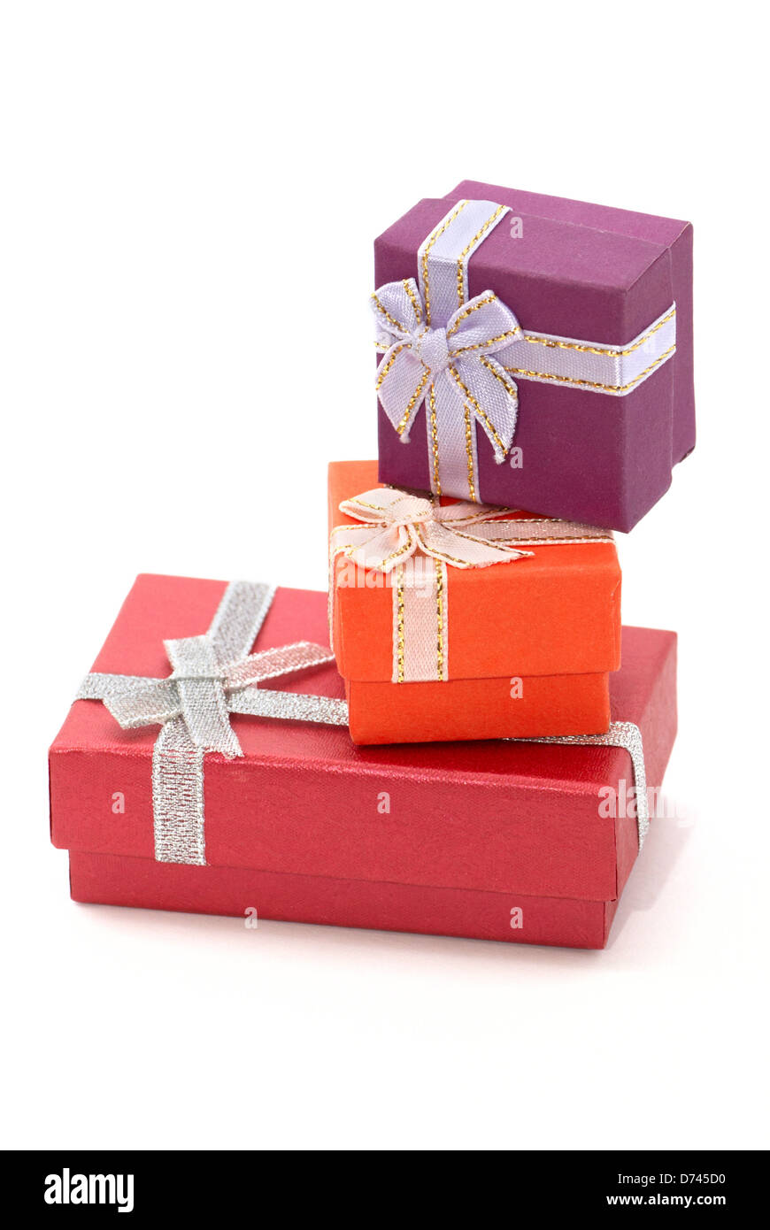 Three gift boxes one on another Stock Photo - Alamy