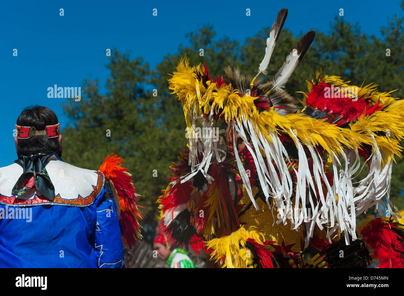 Chumash native American man in regalia and headdress Stock Photo - Alamy