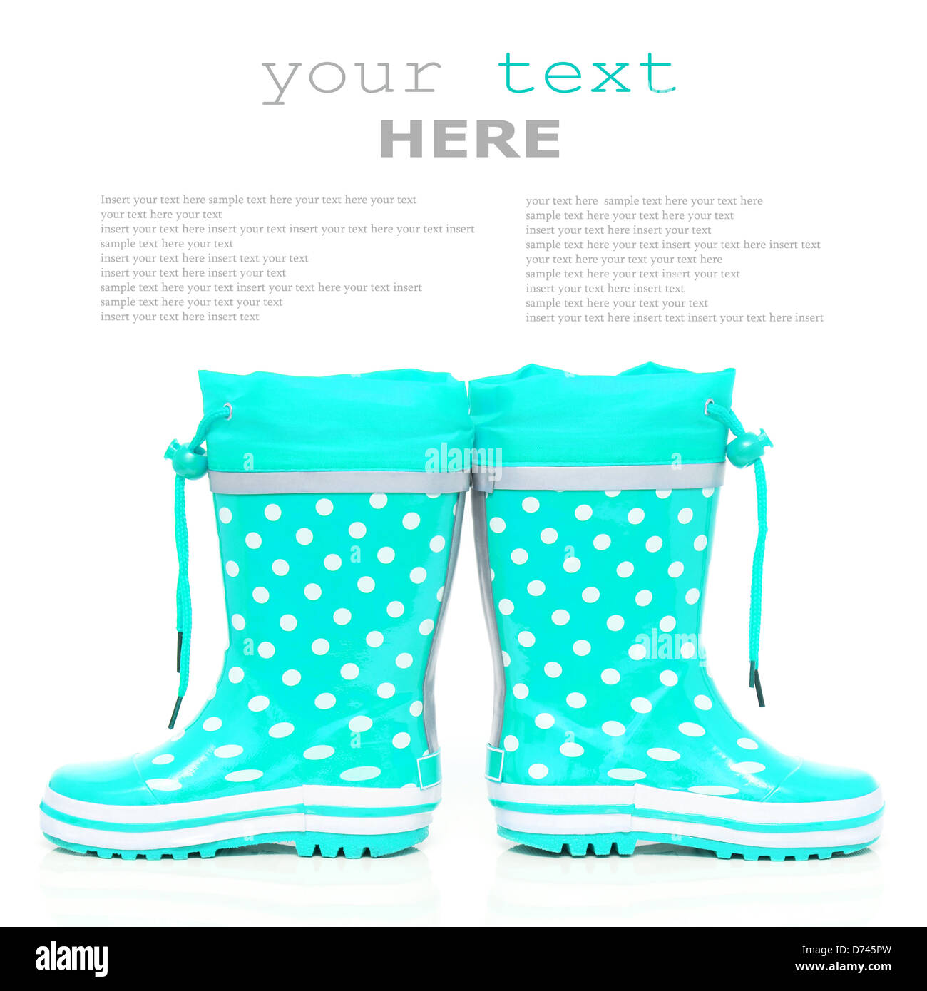 Cyan rubber boots for kids isolated on white background (with sample ...