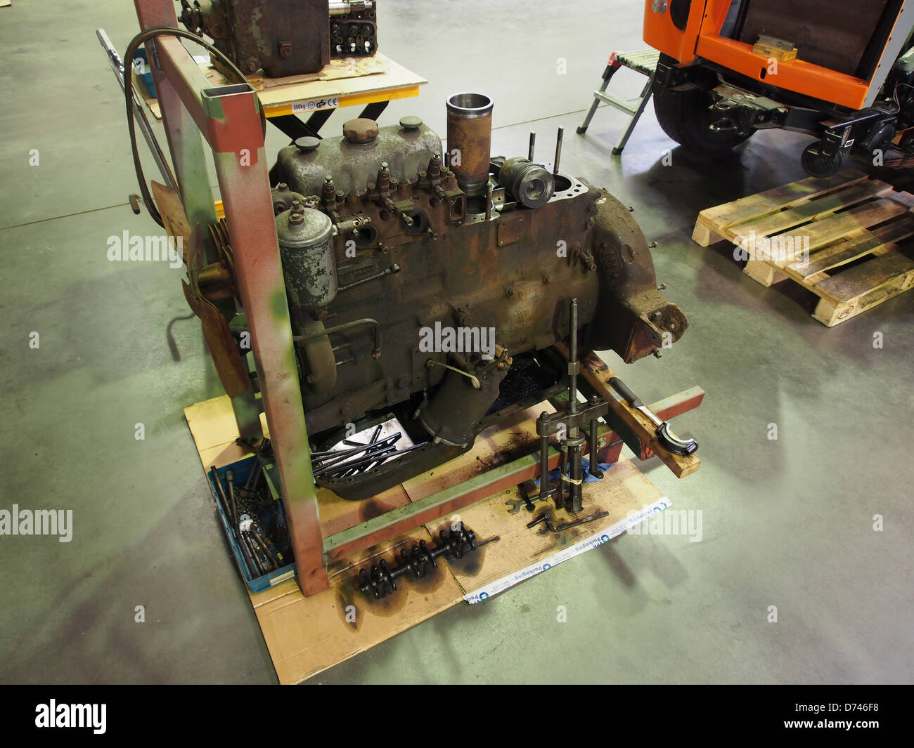 This old engine block represents a key component of vintage automotive ...