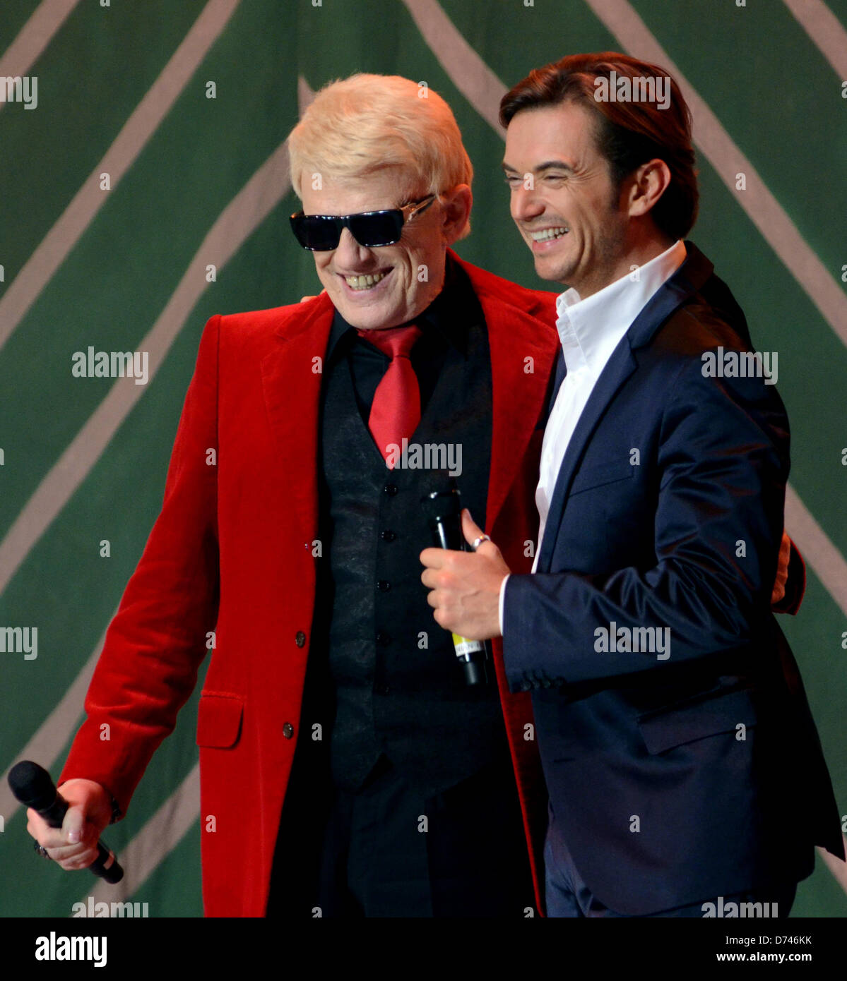 German singer Heino (L) and presenter and singer Florian Silbereisen ...